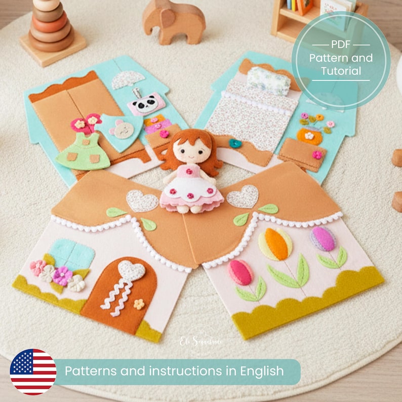 Quiet Book Pattern PDF | Mini Dollhouse Felt Busy Book | Doll With ...