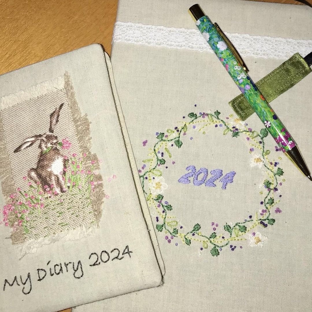 Hand Embroidered Diary 2024 A5 Floral A6 Hare Unique Gift - Etsy UK