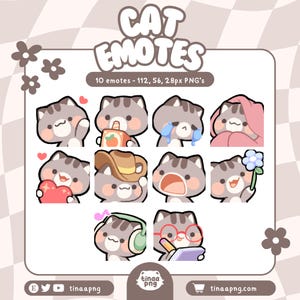 P2U Tabby Cat Emotes (10 Pack) - Twitch, Discord, Youtube, Streaming - Etsy