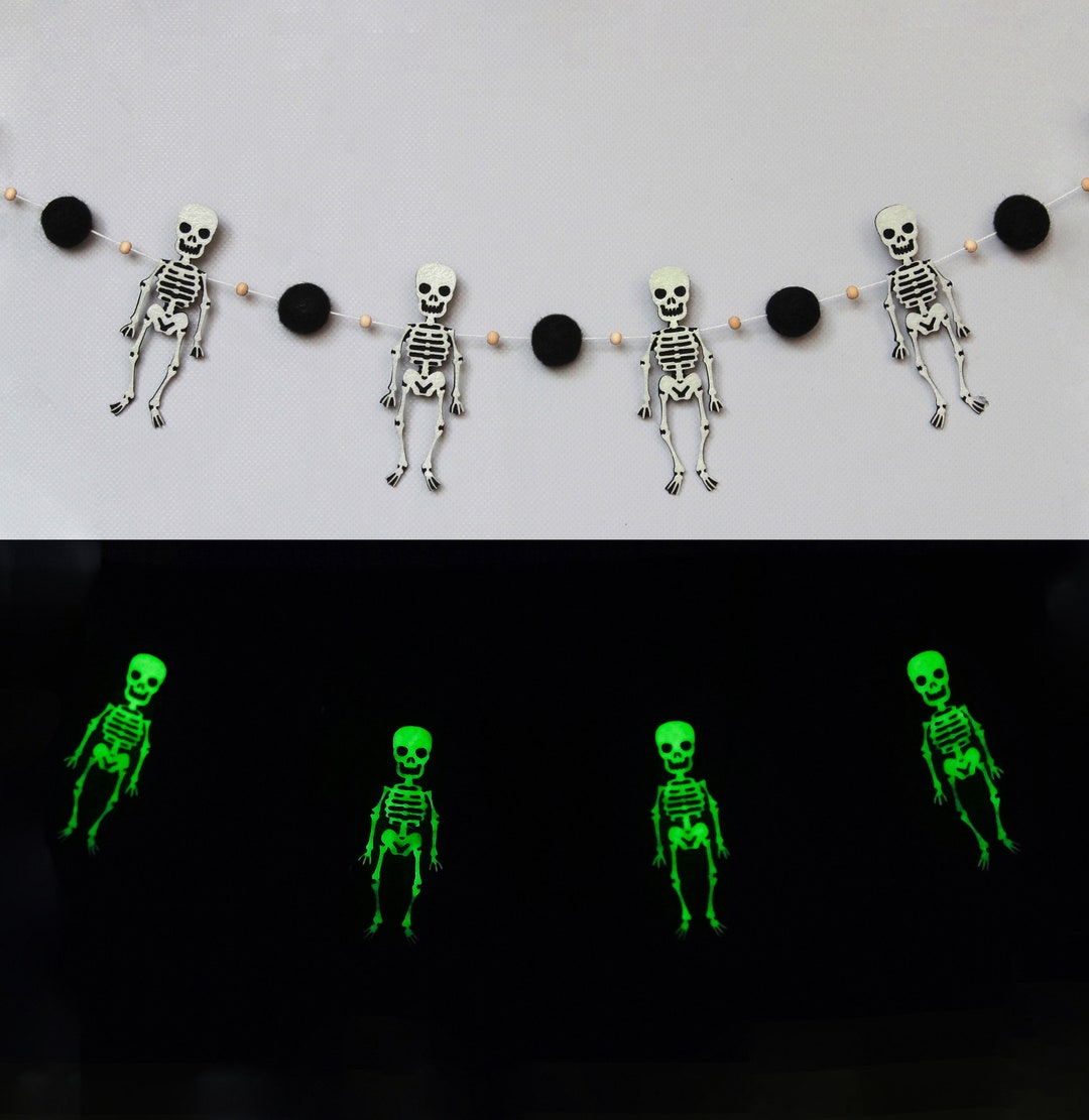 Halloween Garland - Fall Garland With Glow in the Dark Skeletons ...