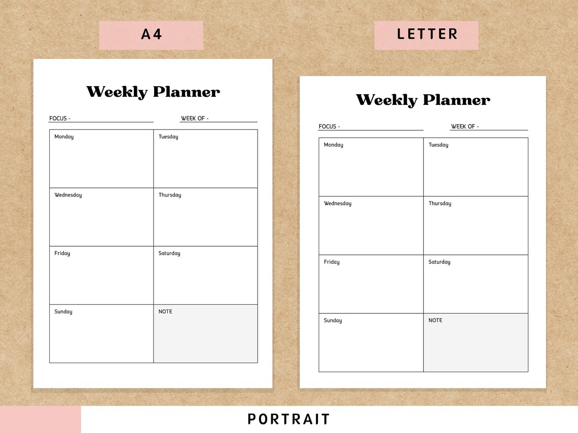 Weekly Minimalist Planner Printable Weekly Schedule - Etsy
