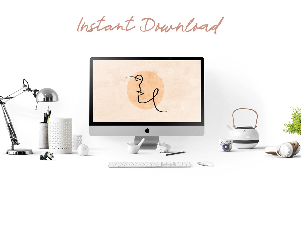Woman Face One Line Art Desktop Wallpaper Laptop Wallpaper - Etsy