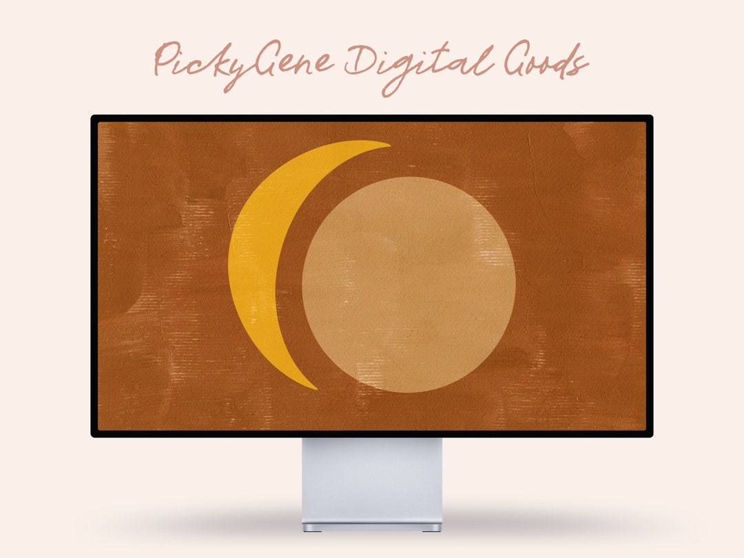 Moon and Sun Abstract Desktop Wallpaper Boho Background - Etsy