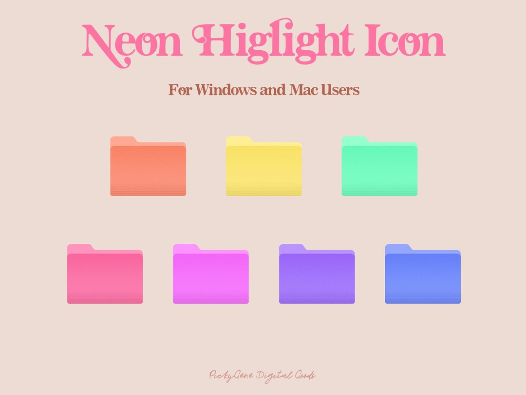7 NEON DESKTOP ICON _highlight Icon, Desktop Icons, Folder Icons, Mac ...