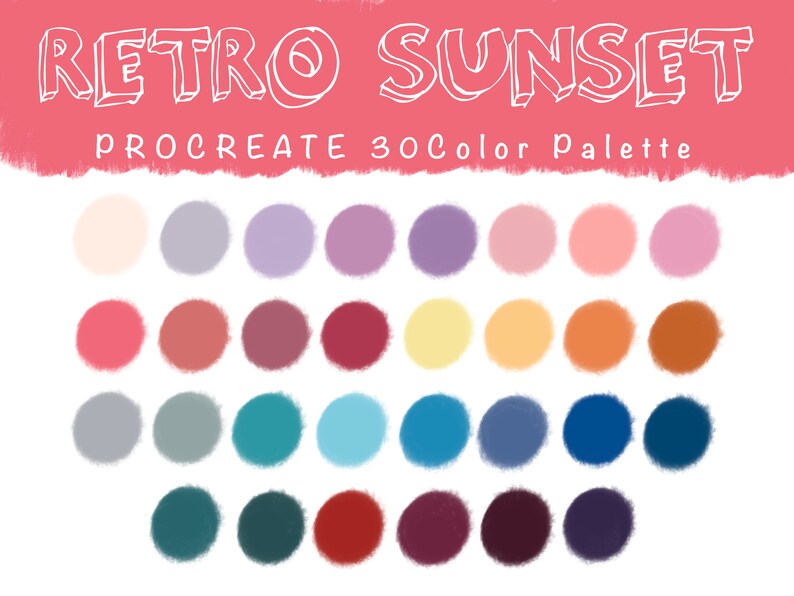 Retro Sunset PROCREATE COLOR PALETTE Procreate Swatches, for Procreate ...
