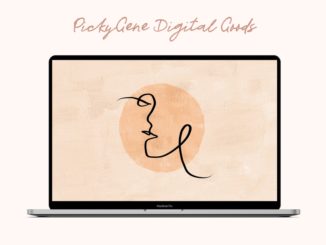 Woman Face One Line Art Desktop Wallpaper, Laptop Wallpaper, Abstract ...