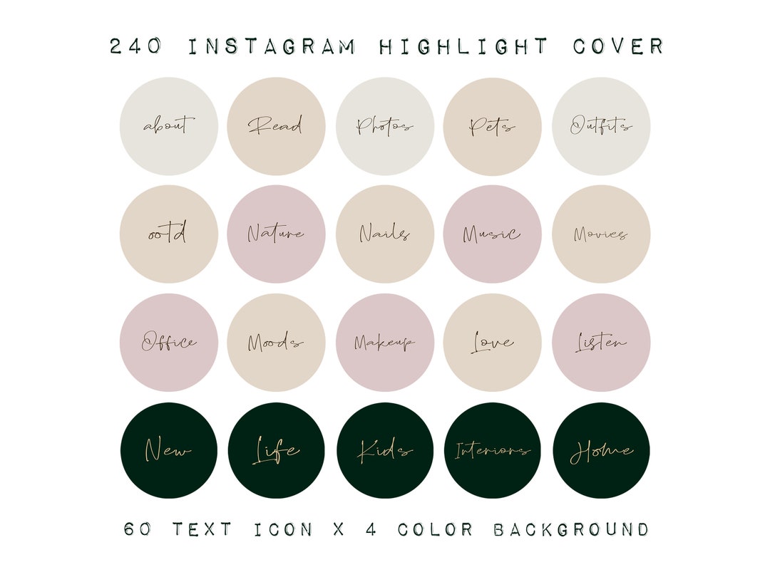 240 Handwritten - INSTAGRAM HIGHLIGHT COVER | Neutral, Dark Green, Text ...