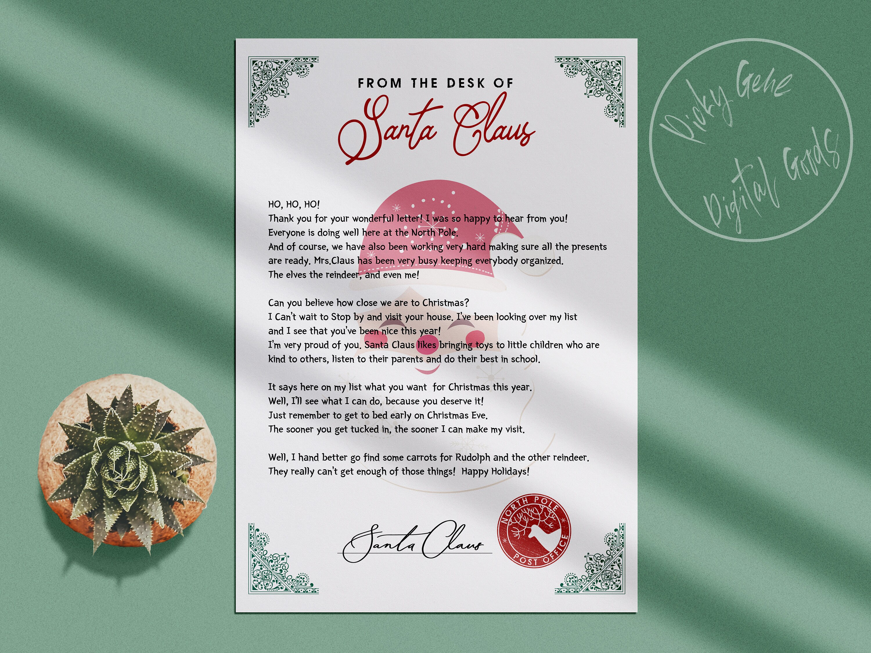 Printable From Santa _ North Pole Letter, Santa Claus Letter, Santa ...