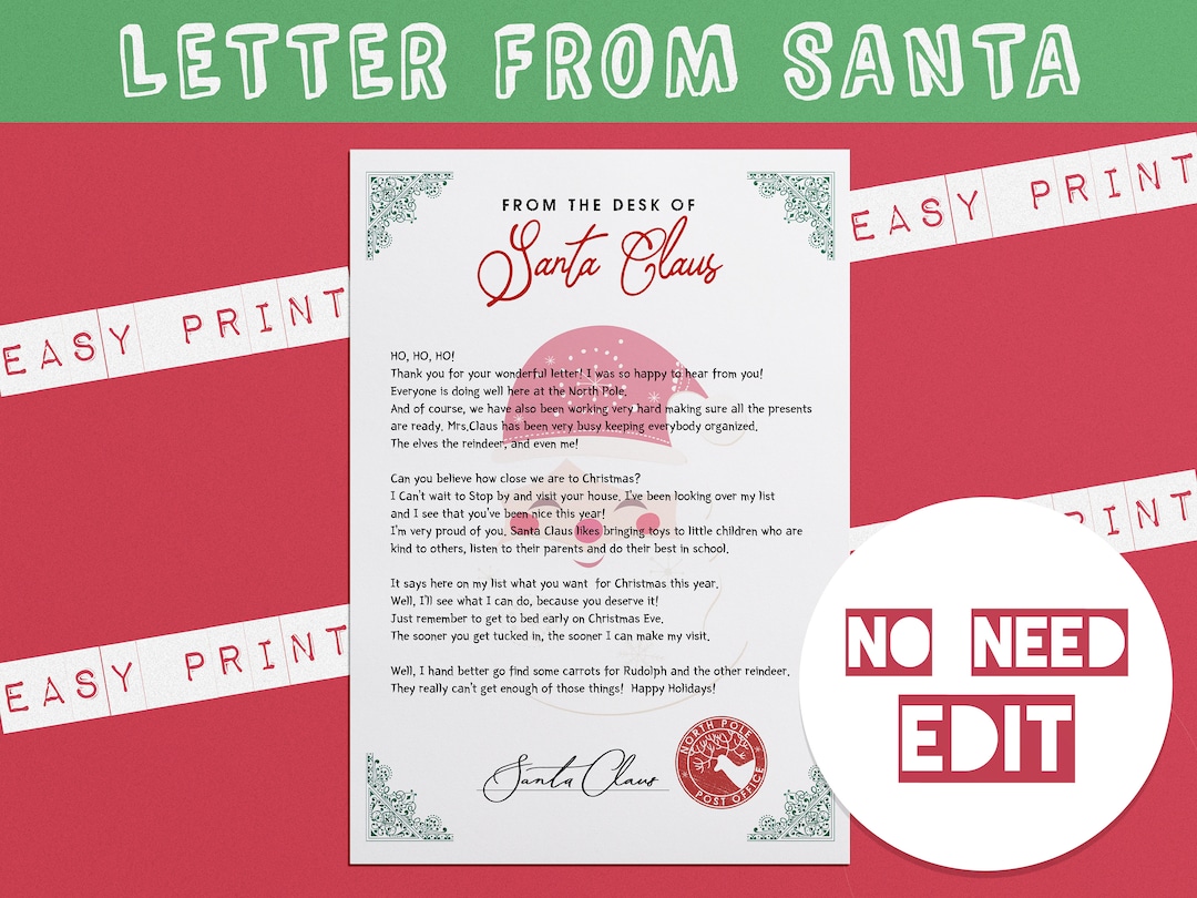 Printable From Santa _ North Pole Letter, Santa Claus Letter, Santa ...