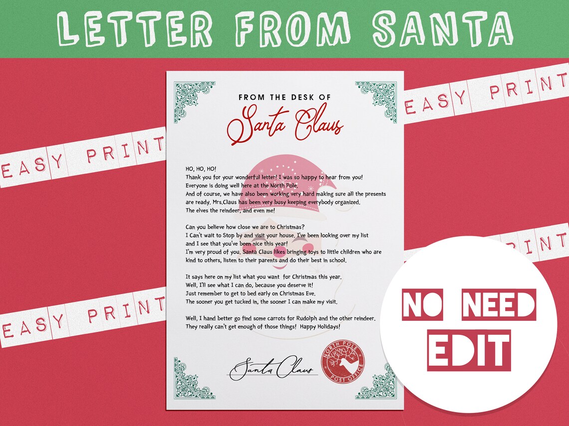 Printable From Santa _ North Pole Letter, Santa Claus Letter, Santa ...