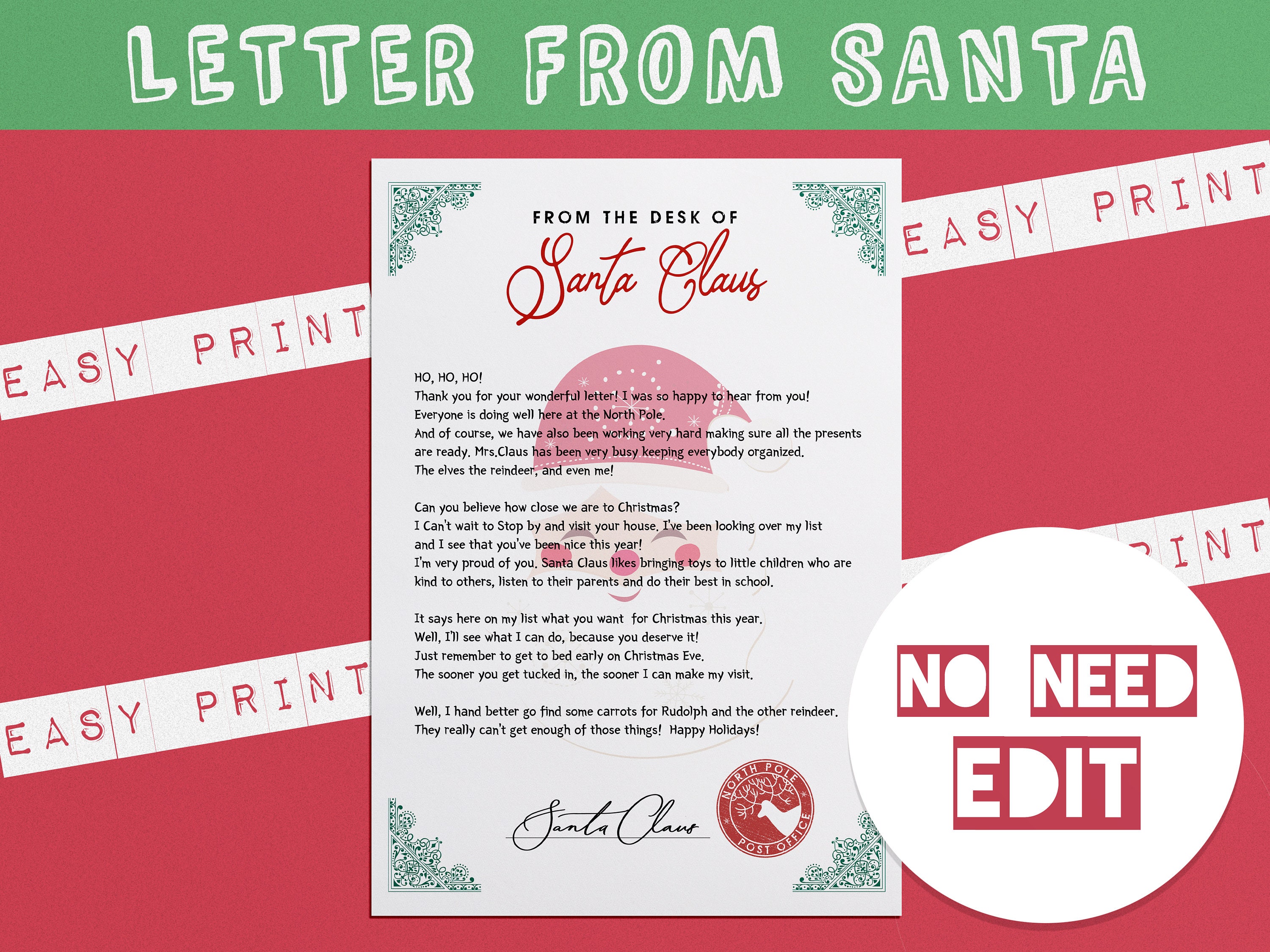 Printable From Santa _ North Pole Letter, Santa Claus Letter, Santa ...