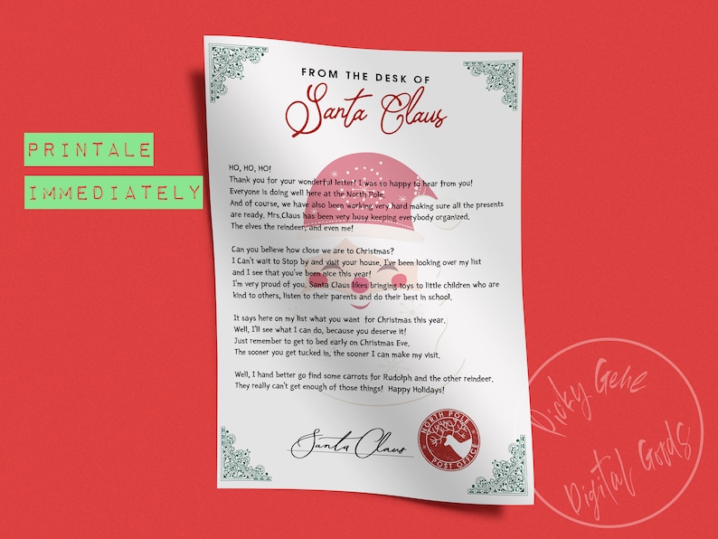 Printable From Santa _ North Pole Letter, Santa Claus Letter, Santa ...