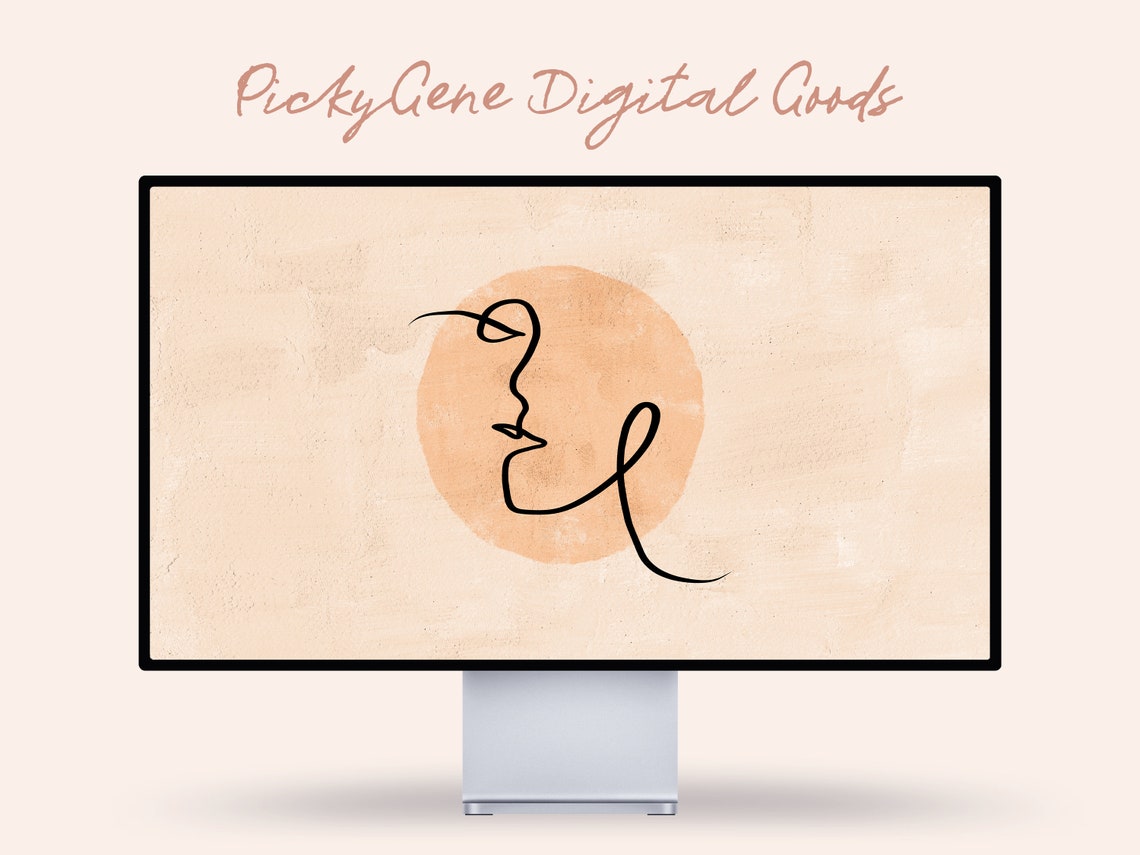 Woman Face One Line Art Desktop Wallpaper Laptop Wallpaper - Etsy