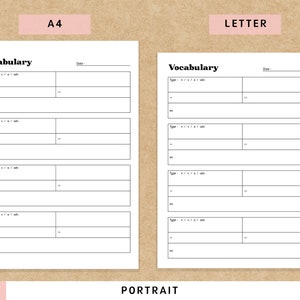 Vocabulary List | Language Study, Printable Note Insert, Language ...