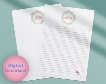 Shabby Chic Hummingbird Garden Printable Stationery Instant - Etsy