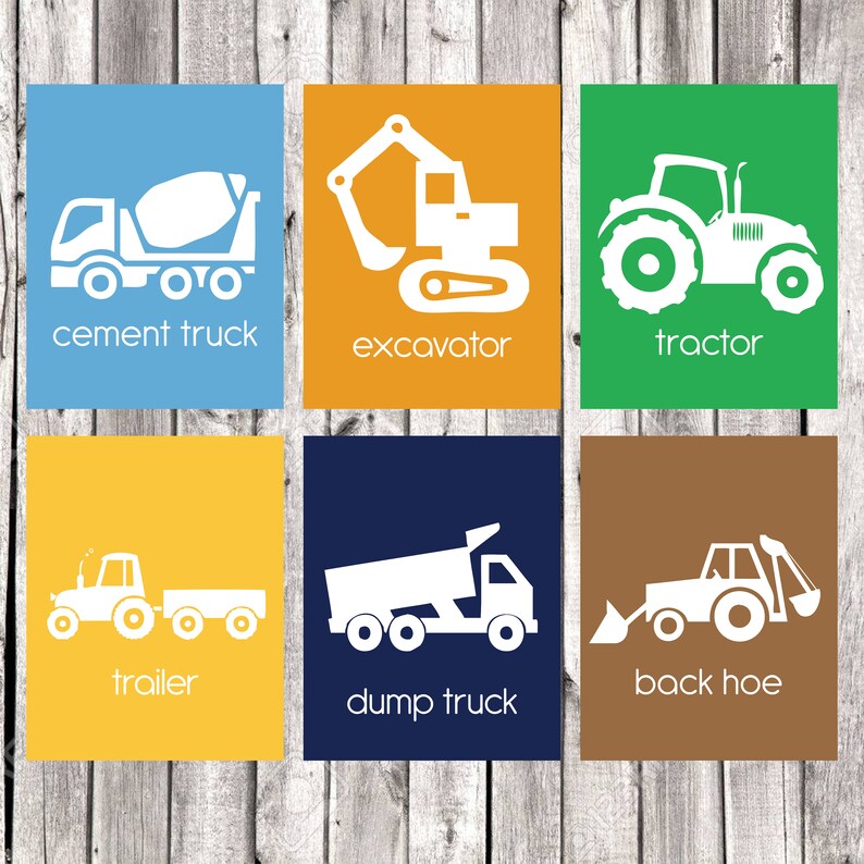 Printable Transportation Printable- Truck, Tractor, Back Hoe - Etsy
