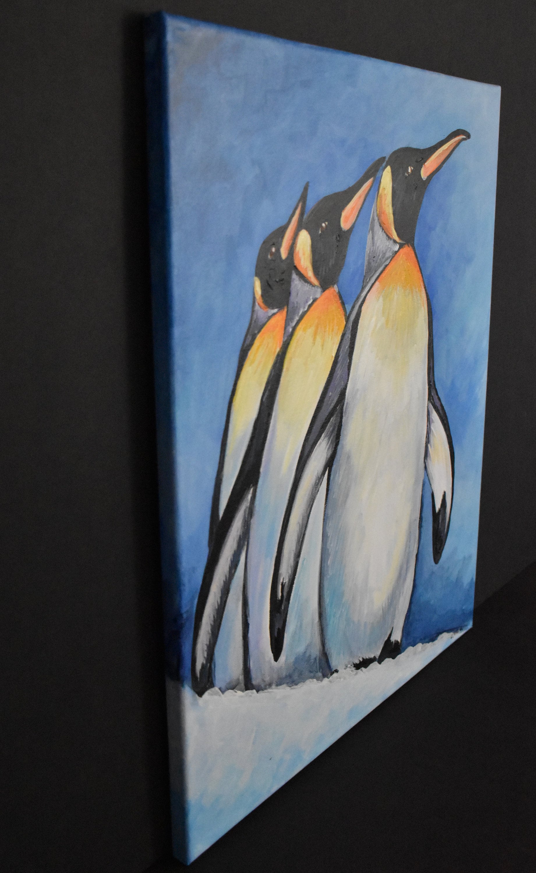 King Penguins Acrylic Painting on Stretched Cotton Canvas - Etsy