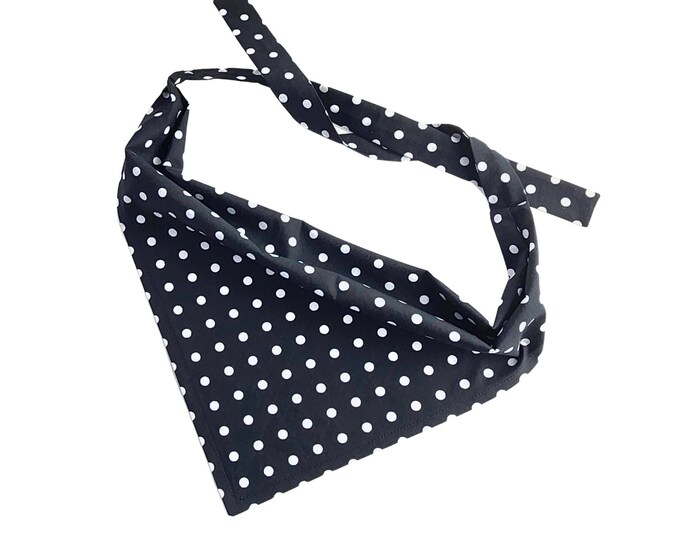 Black and White Polka Dot Retro Triangle Head Scarf With Ties, 100% ...