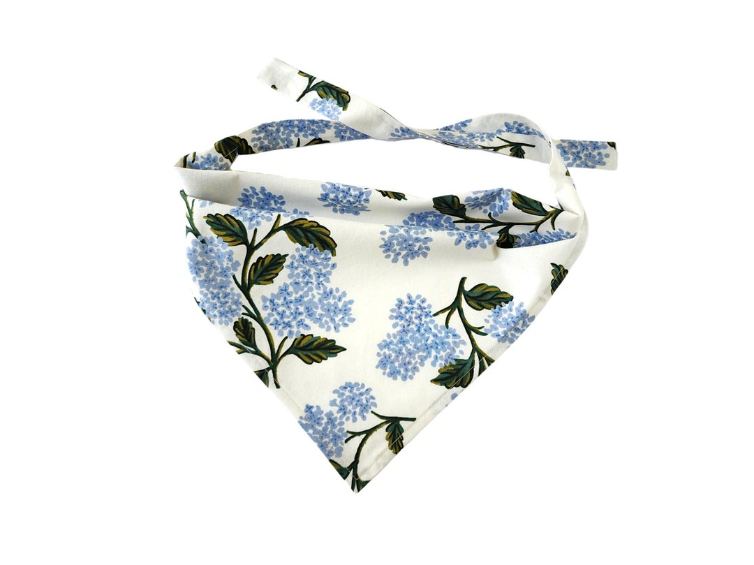 Retro Triangle Head Scarf With Ties Made With Hydrangea in Cream Fabric ...