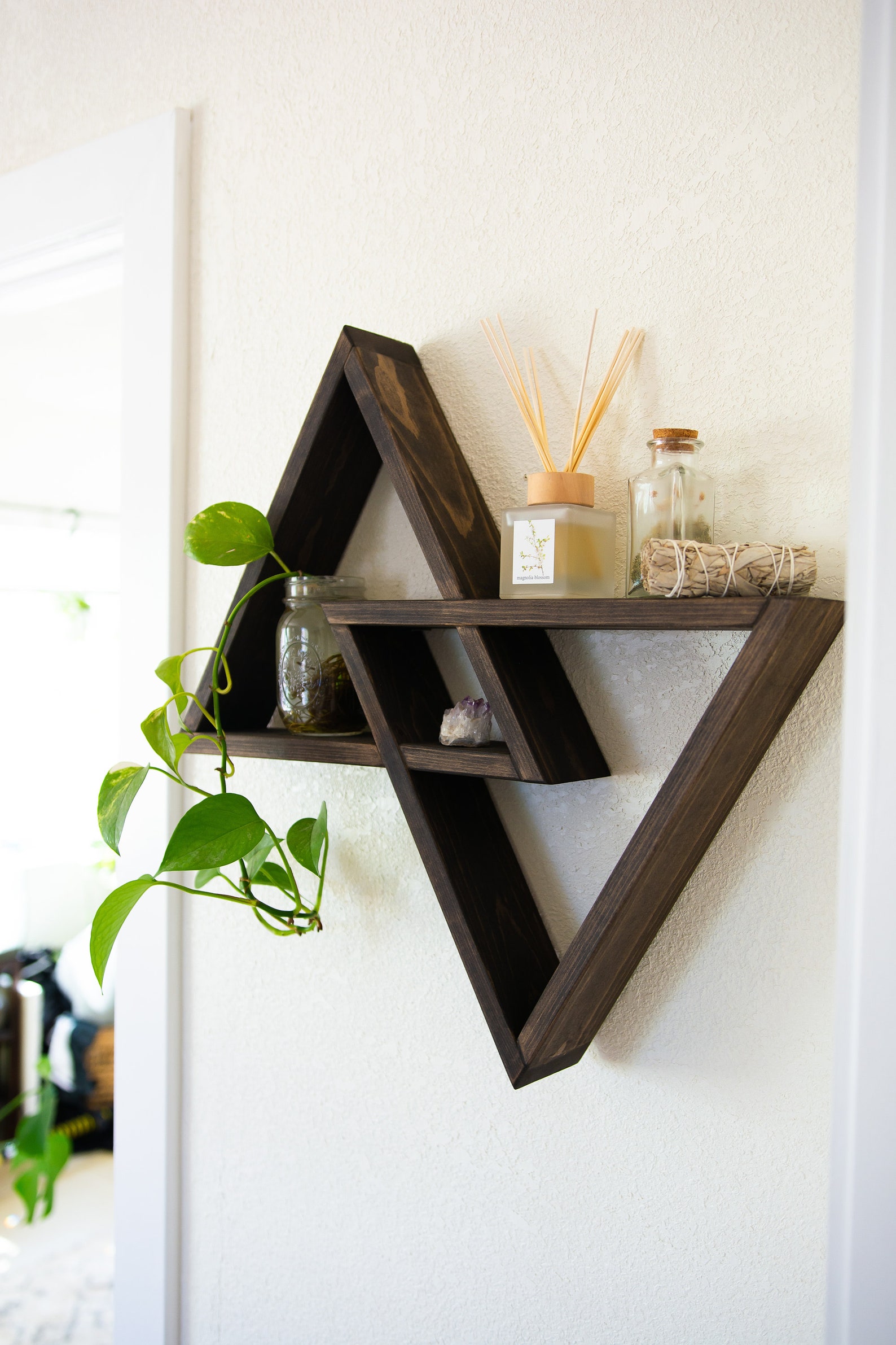 Triangle Shelf / Floating Shelf / Plant Shelf / Wood Shelf / Geometric ...