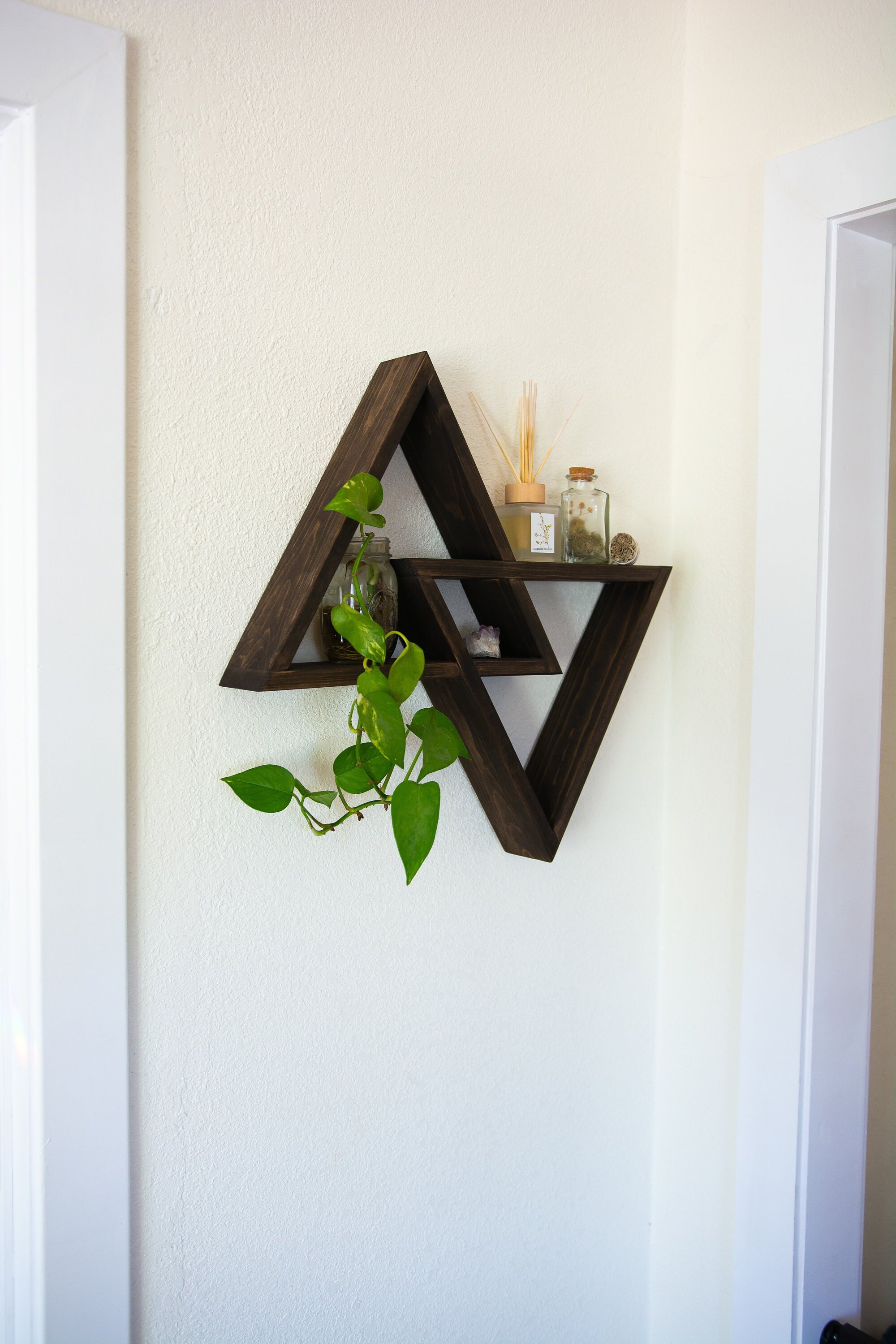 Triangle Shelf / Floating Shelf / Plant Shelf / Wood Shelf / Geometric ...