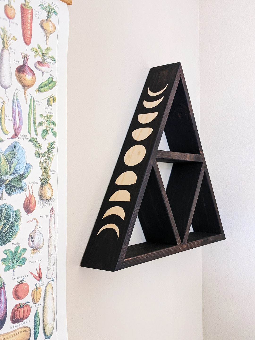 Moon Phase Shelf / Triangle Shelf / Floating Shelf / Crystal Shelf ...
