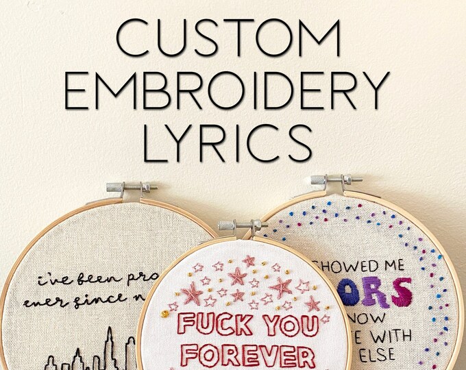 Custom Embroidery Lyrics - Etsy