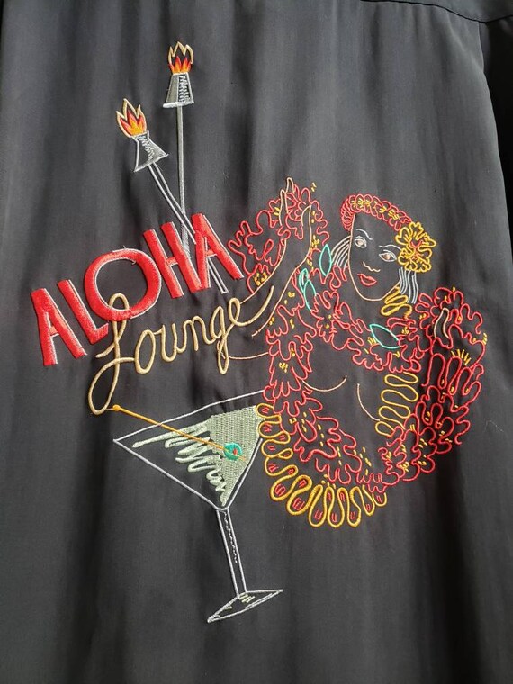 90's Aloha Lounge Hula Girl Embroidered Shirt. | Etsy