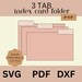3 X 5 Index Card File Folder Template, Index Card SVG, Recipe Card ...