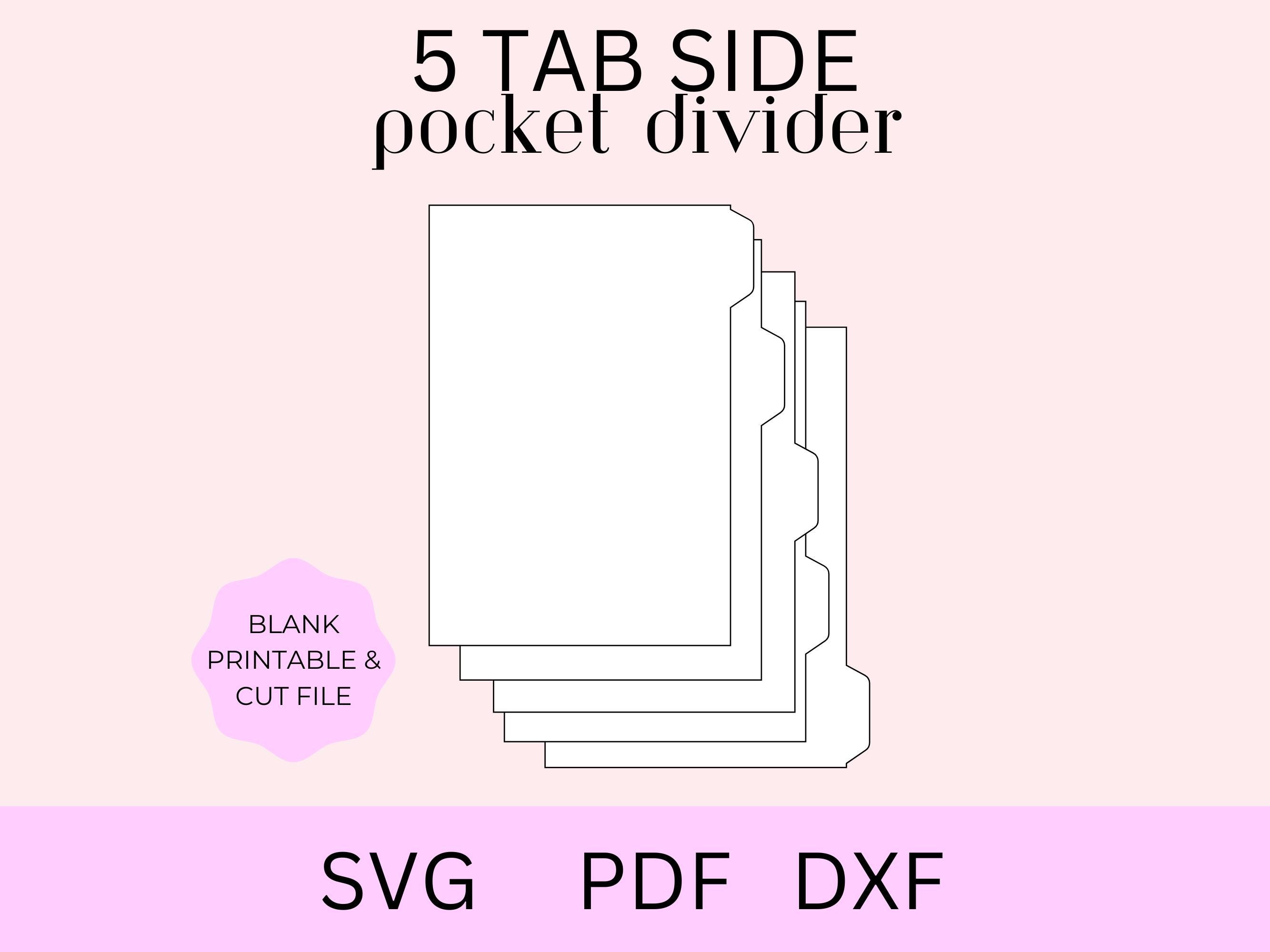 Pocket Planner Divider 5 Side Tab, Printable Planner Divider, Planner ...