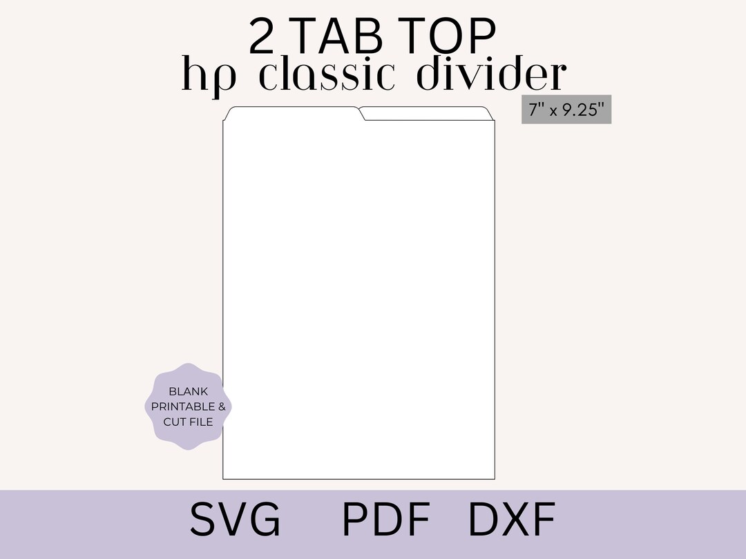Happy Planner Divider Template, 2 Tab Top/bottom Divider SVG, Divider ...