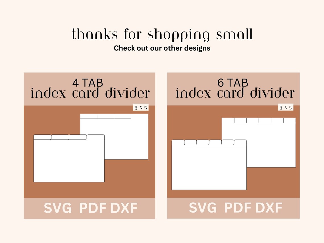 3 X 5 Index Card Divider Template, Index Card Tab SVG, Recipe Card ...