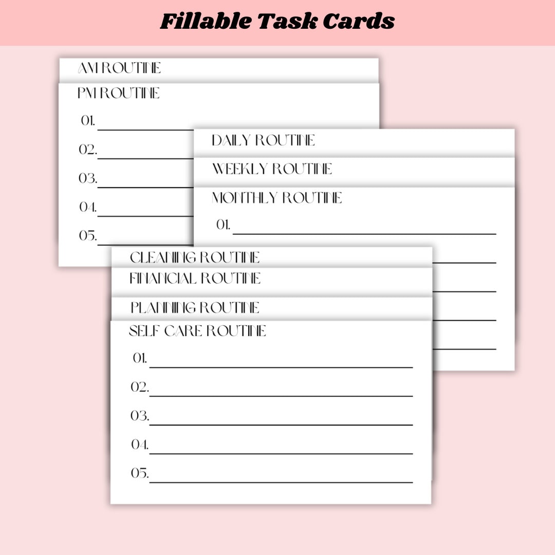 Minimal Routine Planner Task Card Printable/fillable Planner Cards ...