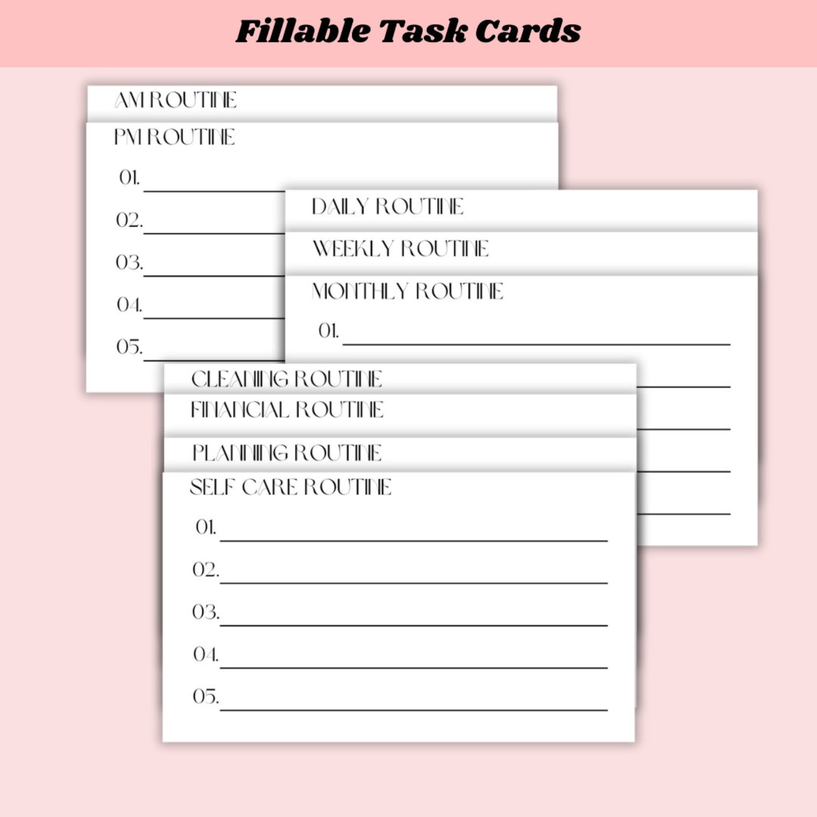 Minimal Routine Planner Task Card Printable/fillable Planner Cards ...