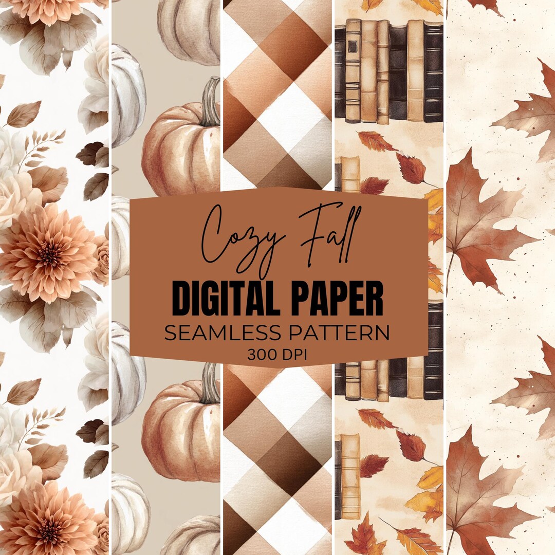 Cozy Fall Seamless Pattern, Digital Paper - Etsy