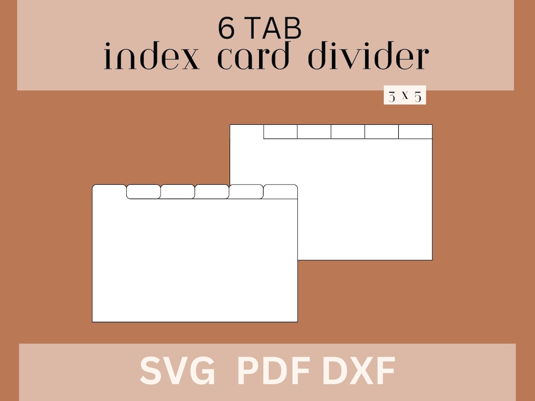 3 X 5 Index Card Divider Template, Index Card Tab SVG, Recipe Card Organization, Flash Card ...