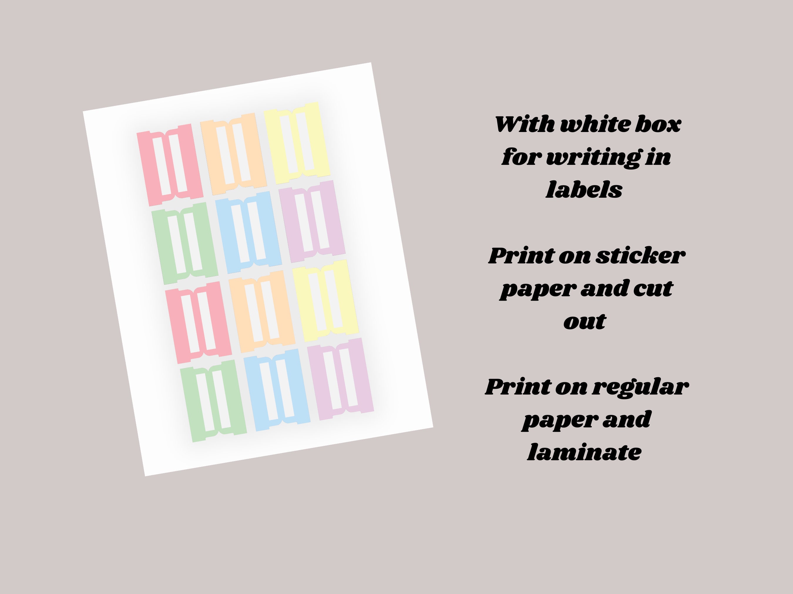 Printable Tabs 5 Side Tabs/ Tab Template US Letter/ Svg Cut File ...