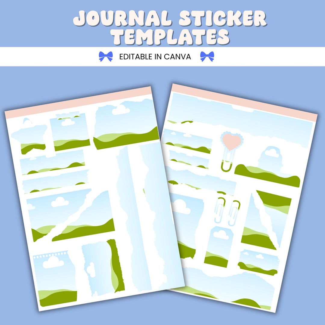 Journal Sticker Template, Canva Frames - Etsy