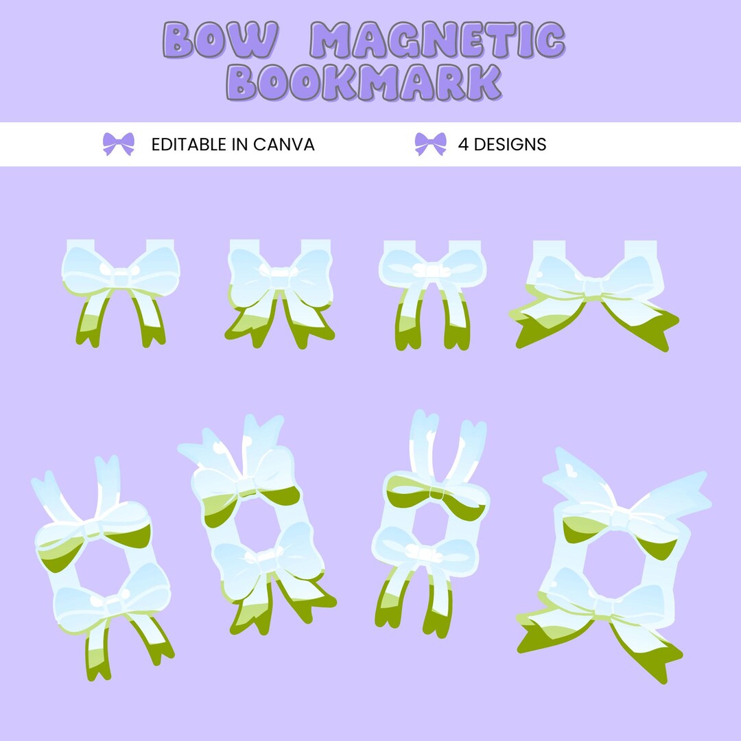 Bow Magnetic Bookmark Canva Template, Bookmark SVG, Bookmark Template ...