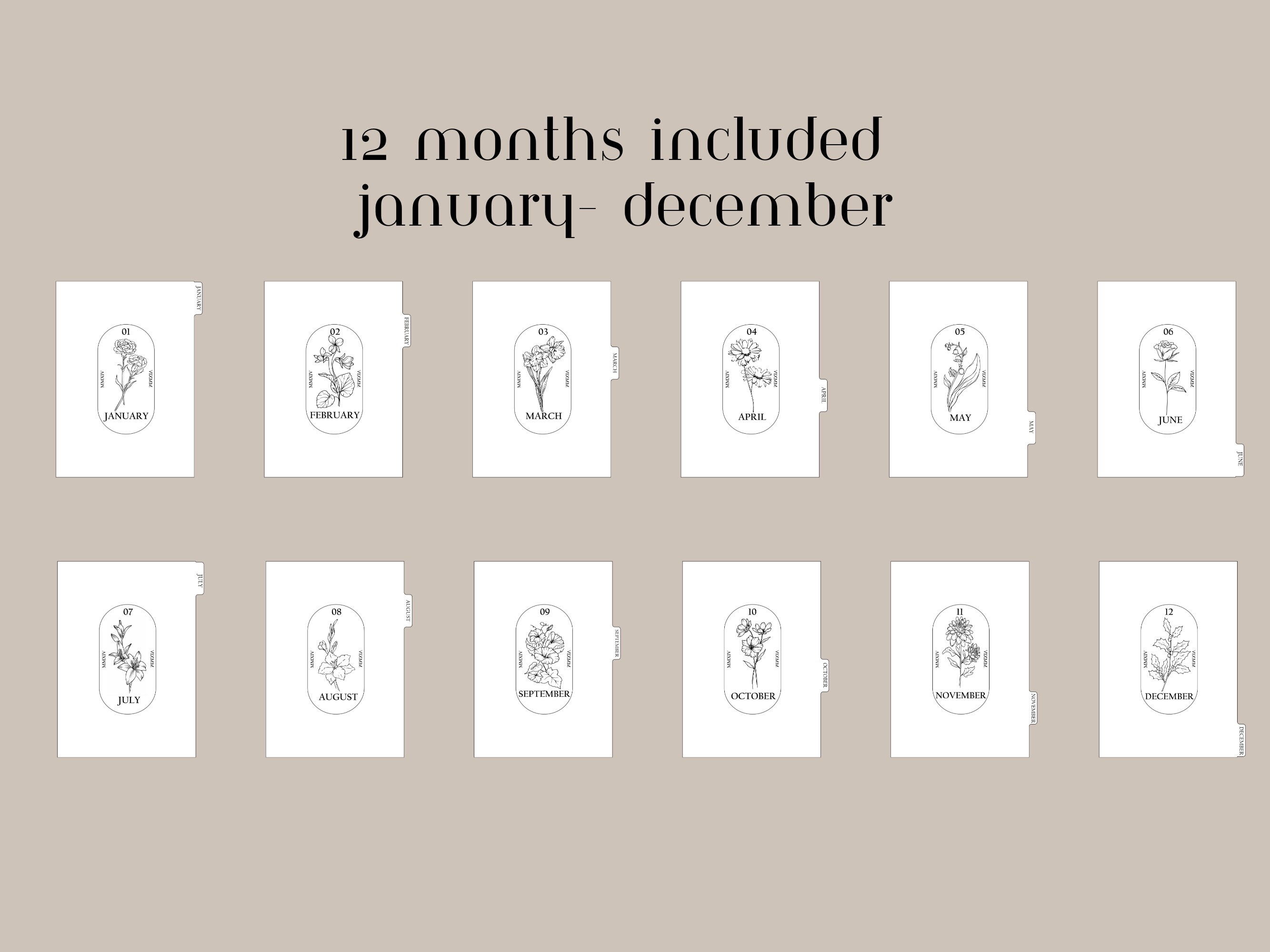 Birth Month Flower Printable Planner Dividers, A5 Binder Printable ...