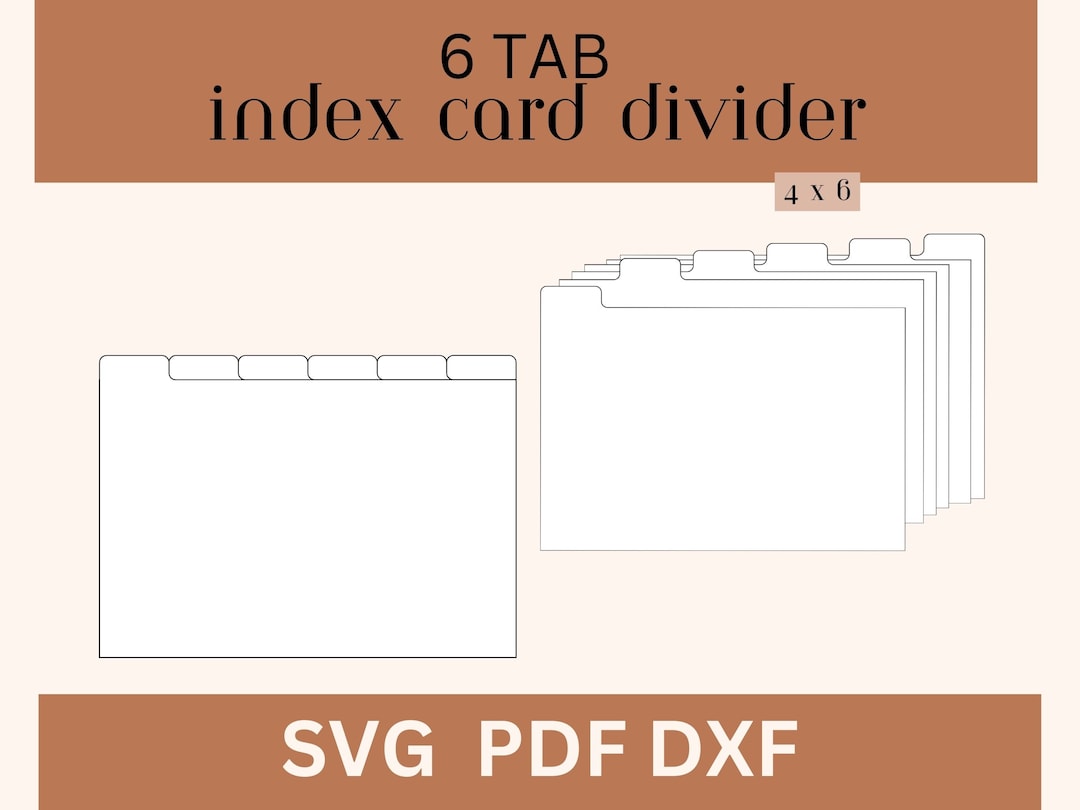 4 X 6 Index Card Divider Template, Index Card Tab SVG, Recipe Card ...