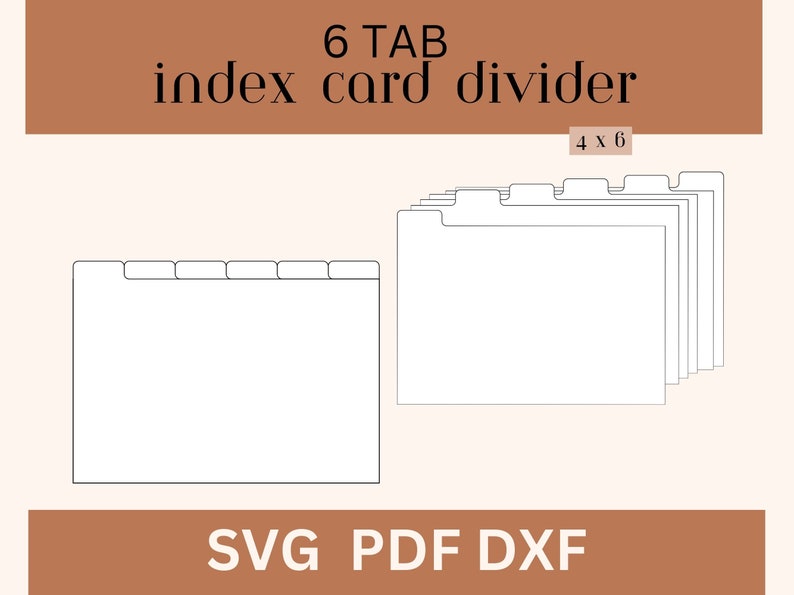 4 X 6 Index Card Divider Template, Index Card Tab SVG, Recipe Card ...