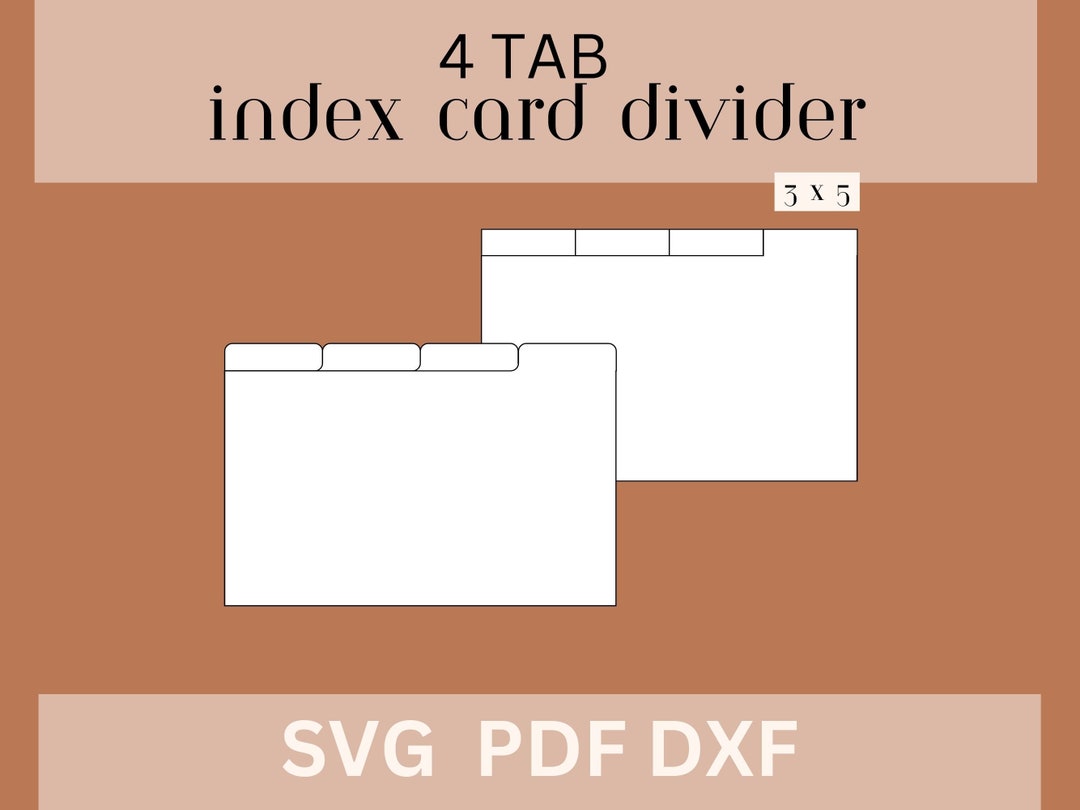 3 X 5 Index Card Divider Template, Index Card Tab SVG, Recipe Card ...