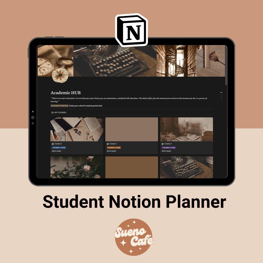 Notion Student Planner & Academic Notion Template/dark Academia ...