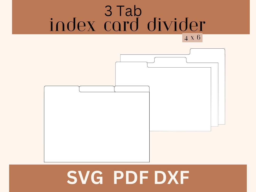 4 X 6 Index Card Divider Template, Index Card Tab SVG, Recipe Card ...