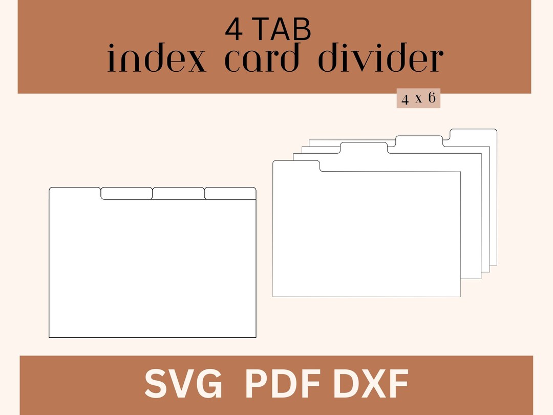 4 X 6 Index Card Divider Template, Index Card Tab SVG, Recipe Card ...