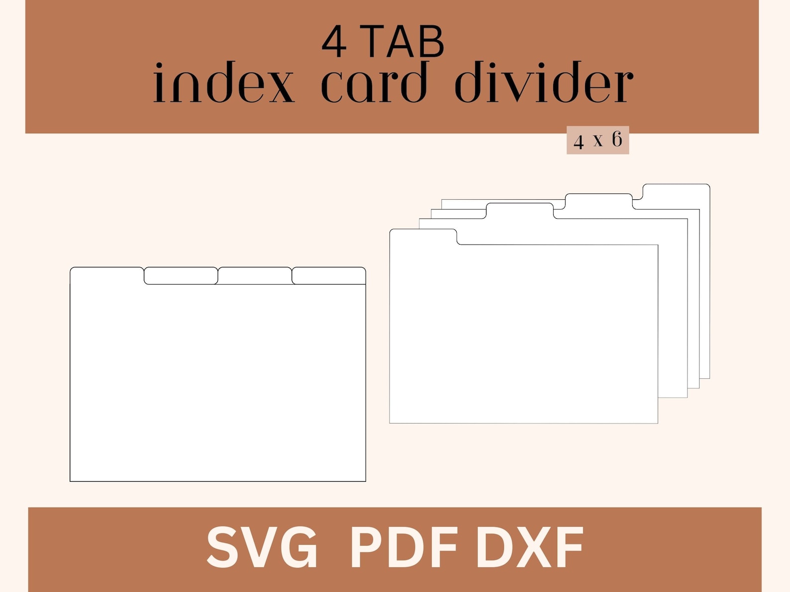 4 X 6 Index Card Divider Template, Index Card Tab SVG, Recipe Card ...