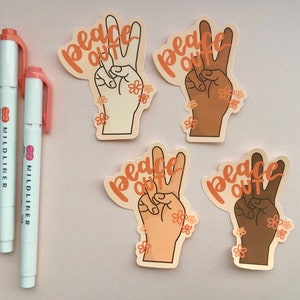 Peace Out Peace Sign Matte Sticker | Etsy