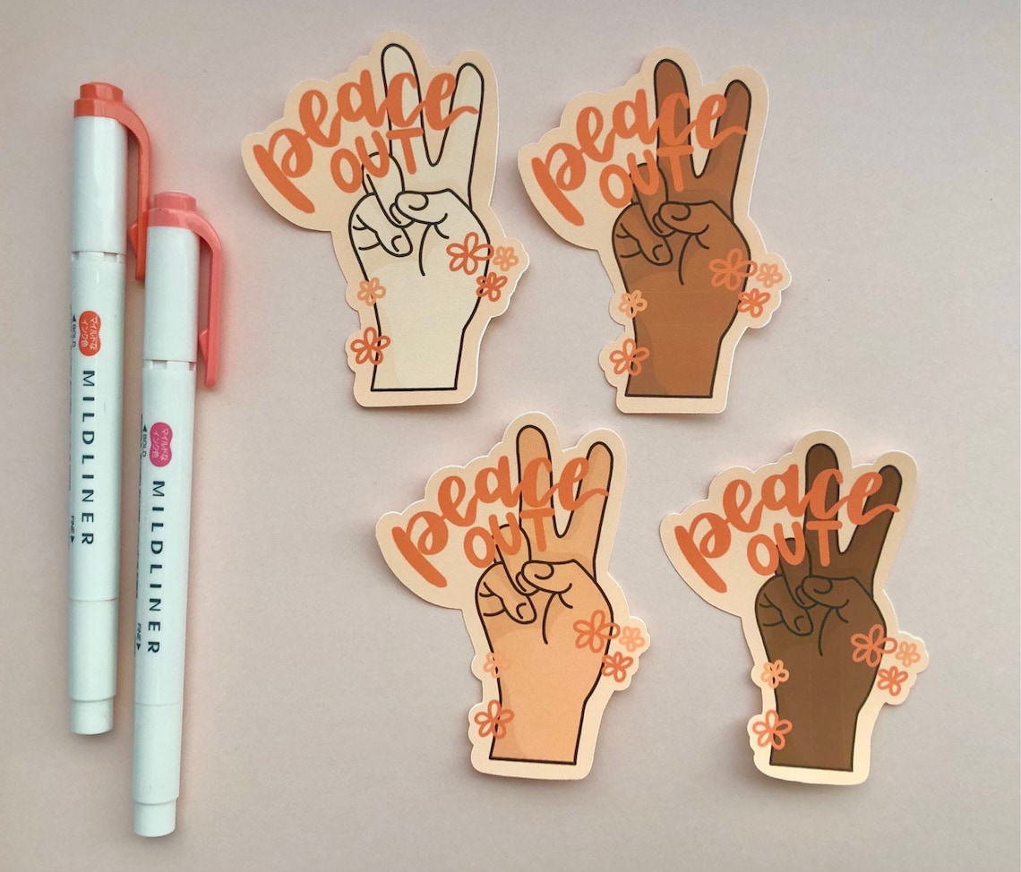 Peace Out Peace Sign Matte Sticker | Etsy