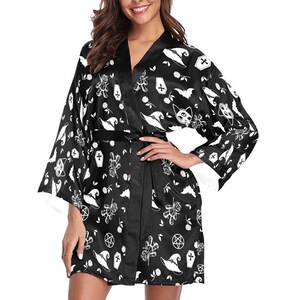 Goth Witchy Kimono Robe,bath Robe,gothic Ghosts Witchy Bath Accessories ...